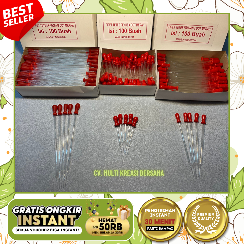 Jual PIPET TETES MERAH KACA PER KOTAK/ PIPET DROPPER/ ALAT TETES ...