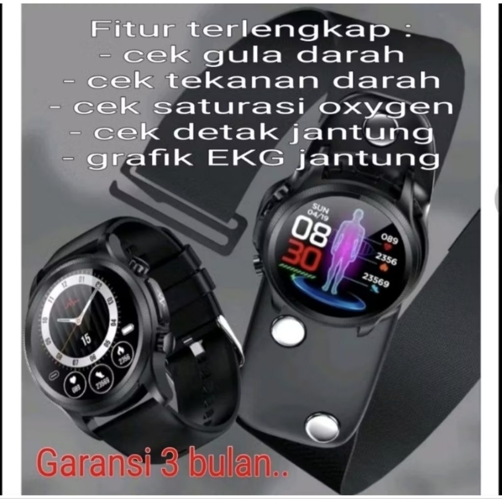 Jual Smartwatch E400 ECG Blood Glucose Temperature Blood Pressure Long ...