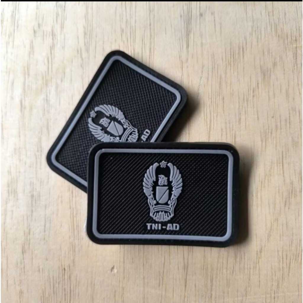 Jual Rubber Patch Logo TNI AD Hitam Tempelan untuk Topi dengan Velcro ...
