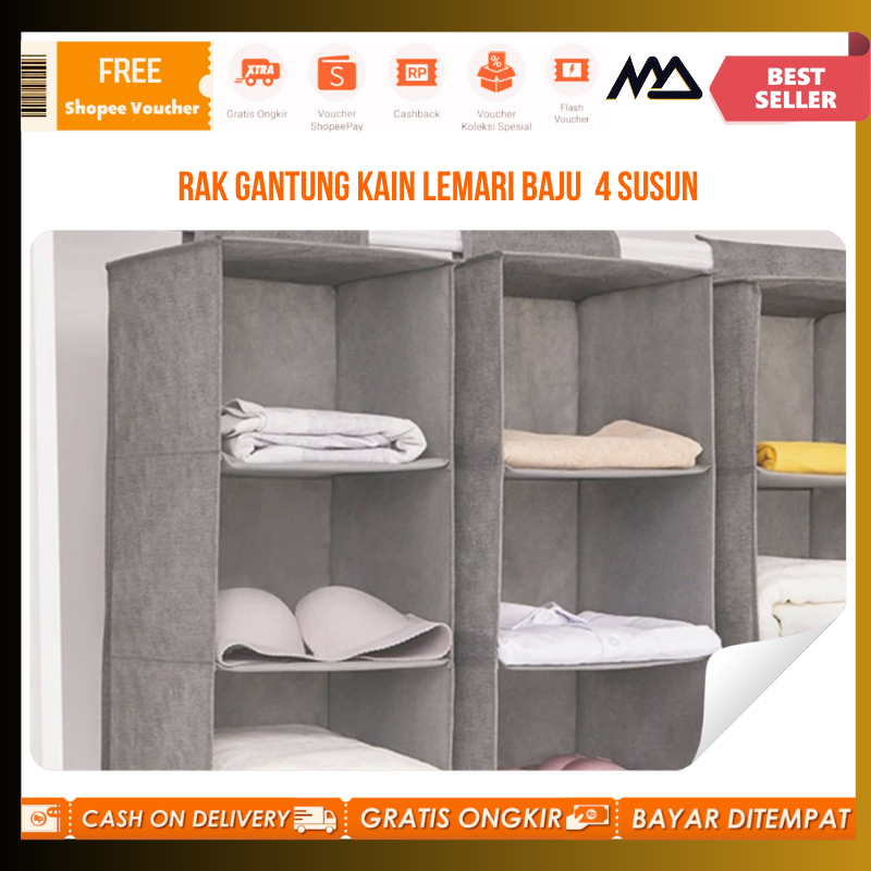 Jual GMZY Rak Gantung Kain Lemari Baju Shelf Closet Wardrobe Storage ...
