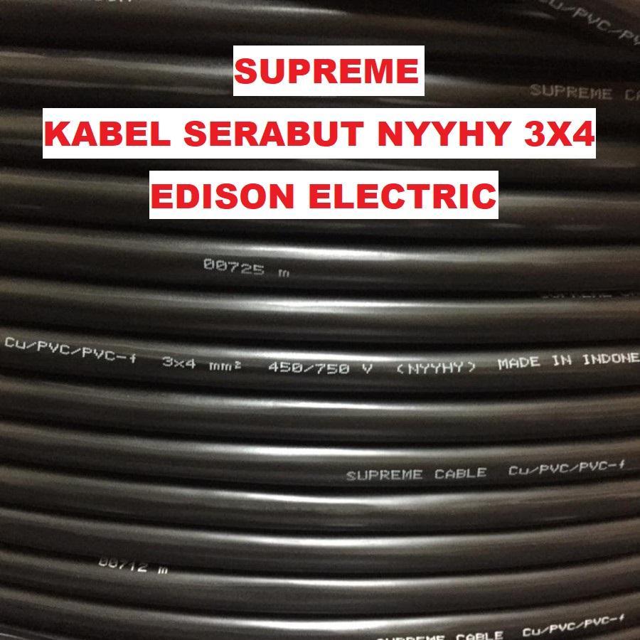 Jual SUPREME KABEL NYYHY / NYMHY 3X4 SERABUT HITAM JUAL PER METER ECERAN 3X4 SERABUT METERAN ...
