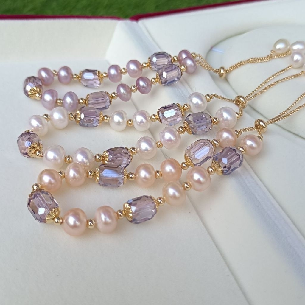 Jual Gelang Serut Mutiara Asli dan Swarovski Permata Cantik | Shopee ...