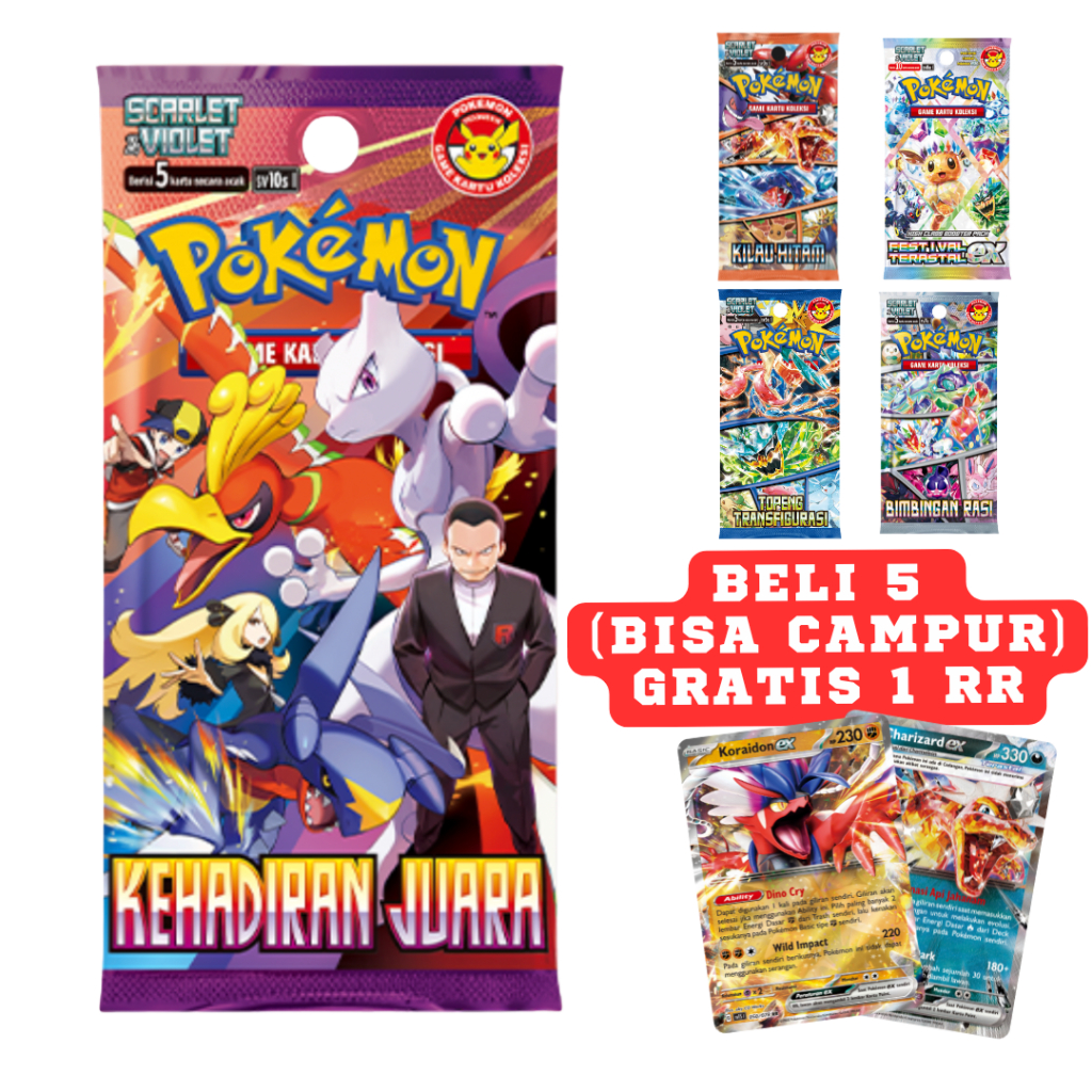 Jual TERMURAH Kartu Pokemon TCG Booster Pack Card MEGA EVOLUSI HITAM PUTIH KEHADIRAN JUARA ...