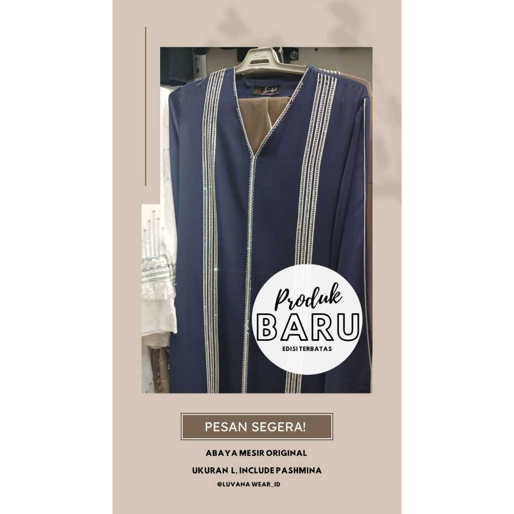 Jual Abaya Mesir Original 100% Include Pasmina Ukuran Jumbo L-2XL ...