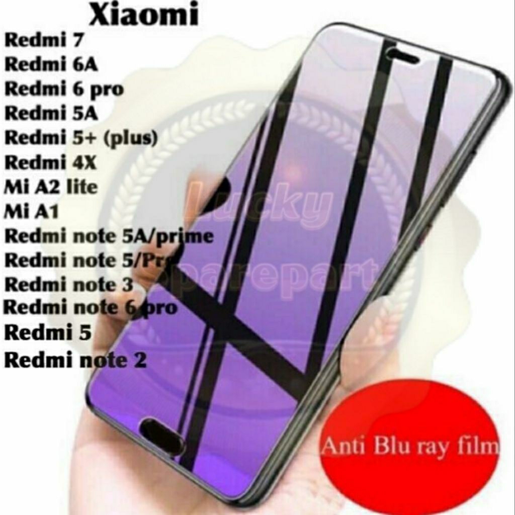 Jual Tempered glass anti blue light xiaomi redmi 4x 5a 6 pro 5 6A plus 7 4 mi A1 A2 lite note 3 ...