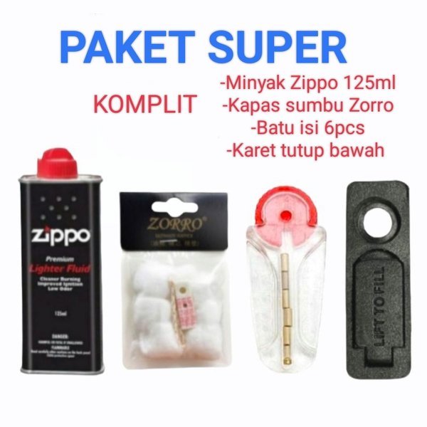Jual CODPAKET HEMAT BATU ZIPPO + MINYAK ZIPPO ORIGINAL 125ML MINYAK ...