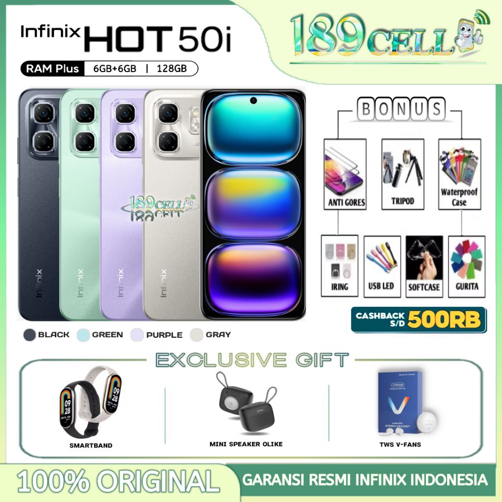 Jual INFINIX HOT 50i RAM 6/128GB - Infinix HOT50i Ram Plus 6+6GB/128GB GARANSI RESMI INFINIX ...