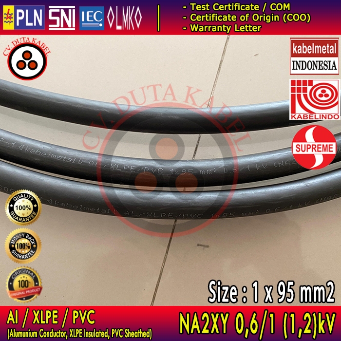 Jual Kabel NA2XY 1x95 mm2 1kV /1x95mm2/1 x 95 mm2/1 x 95 mm/1x95mm/1 x ...