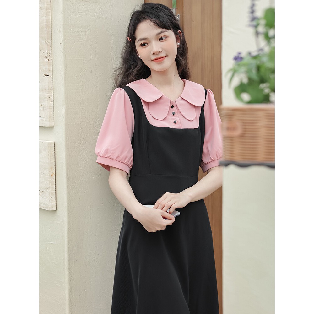 Jual Rok retro rok rok panjang gaun dua potong Prancis DRES MIDI dress ...