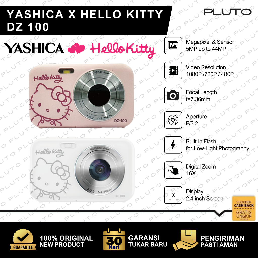 Jual YASHICA x Hello Kitty Digital Camera DZ-100 Digicam Kamera Pocket ...
