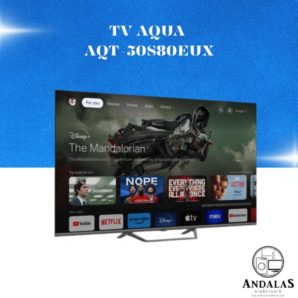 Jual AQUA Elektronik QLED TV 50 inch Google TV UHD 4K HDR AQT50S80EUX ...