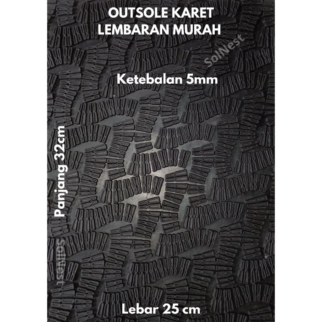 Jual outsole sol sandal sepatu karet lembaran hitam motif vibram 25x25 ...