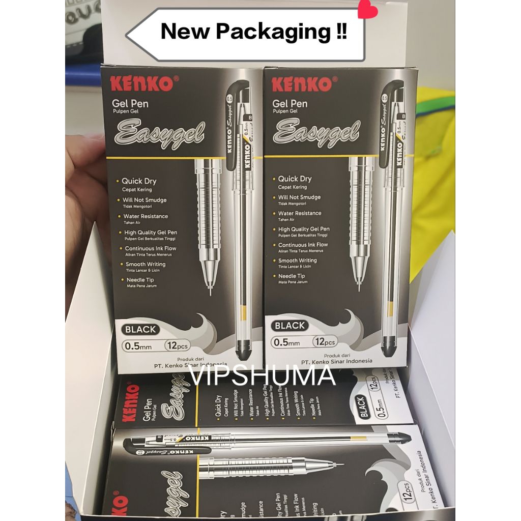 Jual Pulpen Easy Gel Kenko 0.5 mm Ballpoint Lancip Bolpen Pena Hitam/Biru/Merah [PerLusin ...