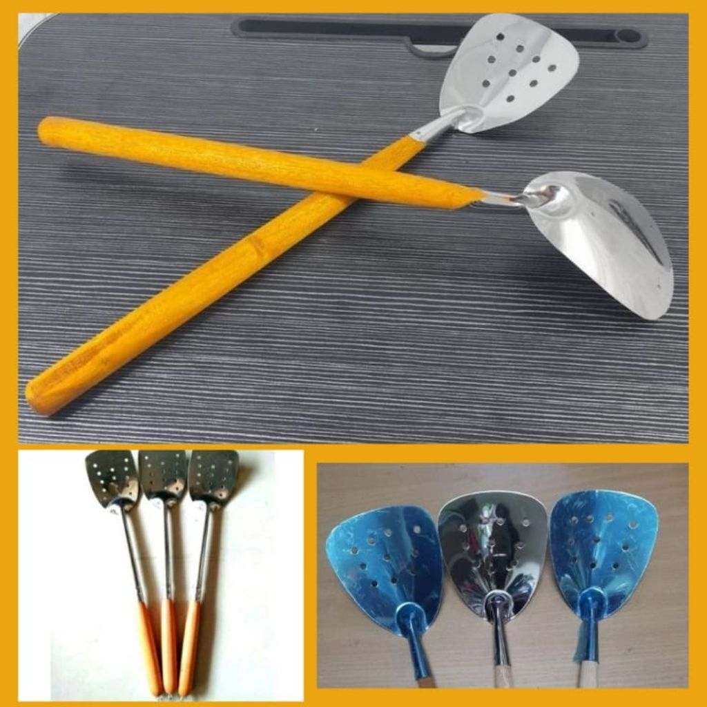 Jual Sodet kayu / alat memasak / sodet kayu kepala stainless | Shopee ...