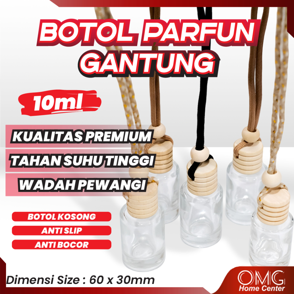 Jual Botol Parfum Mobil Gantung 10ML Bulat Tutup Botol Kayu Estetic ...