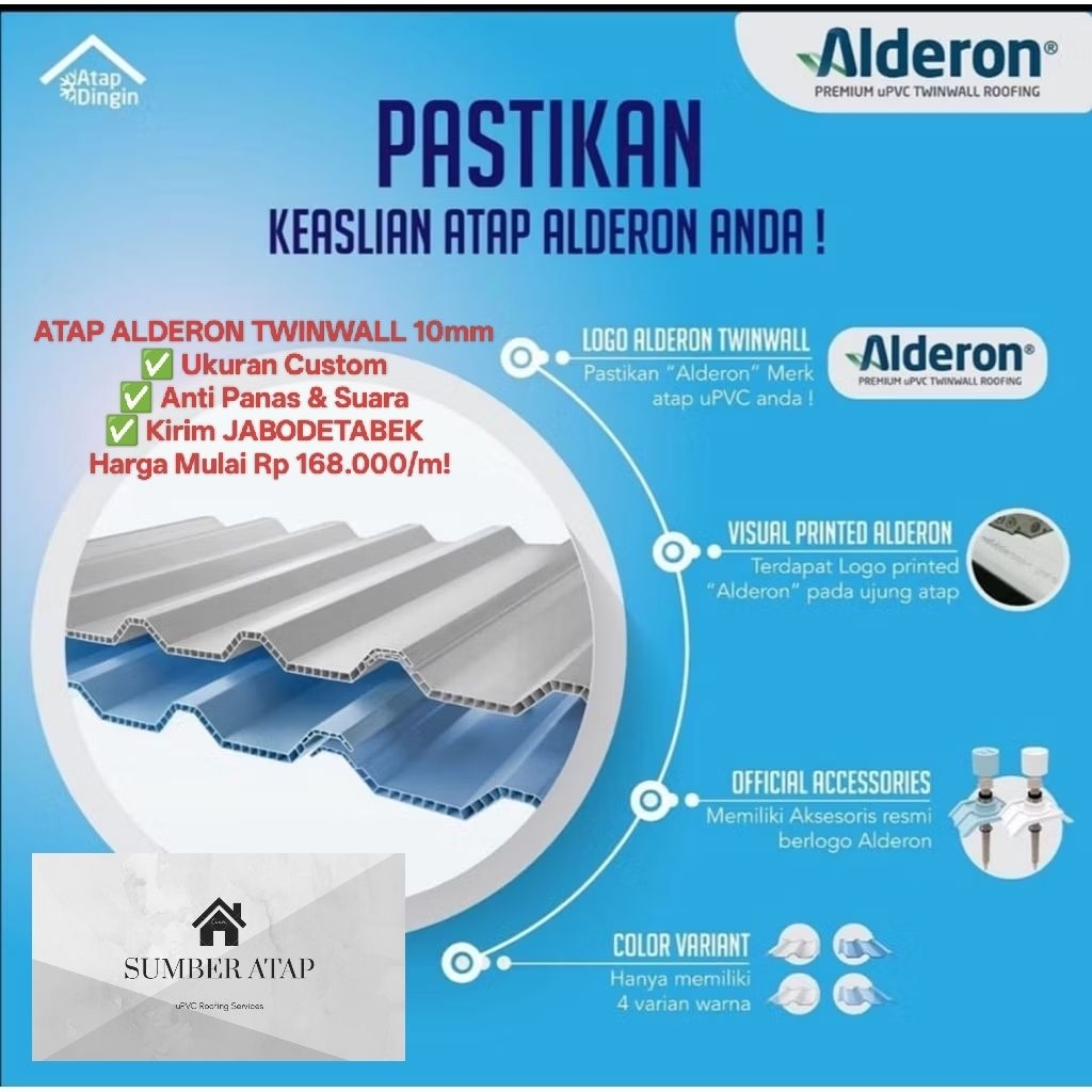 Jual Atap UPVC Alderon Twinwall 10mm || Ukuran Custom Panjang 3M ...