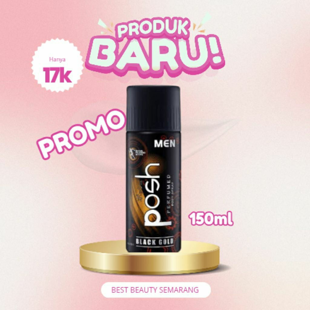 Jual Posh Man Body Spray Black Gold 150 ml | Shopee Indonesia