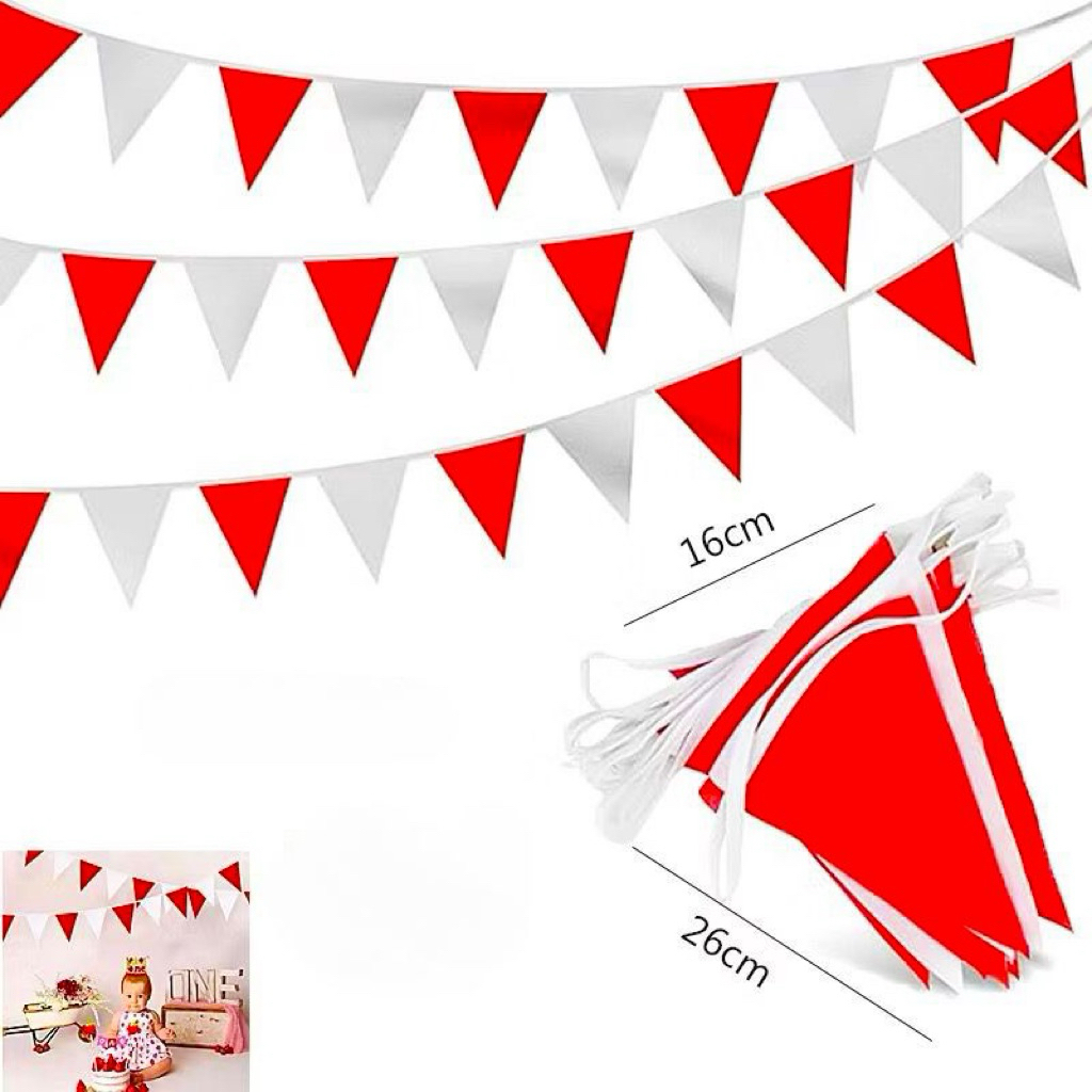 Jual {80 METER} GARLAND KAIN BENDERA MERAH PUTIH SEGITIGA / BANNER 17 ...