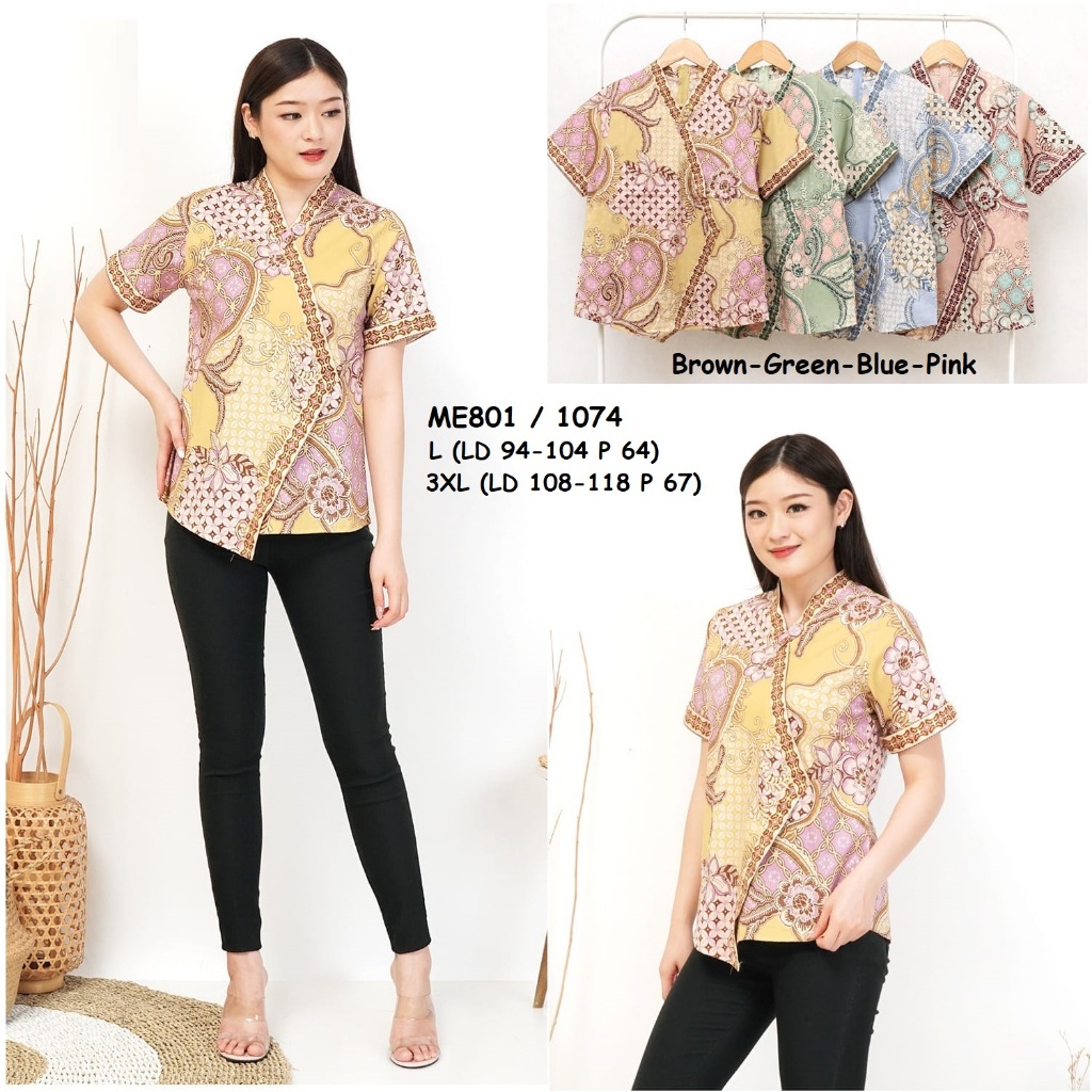 Jual Blouse Batik Wanita Reg - JUMBO ME801 | Shopee Indonesia