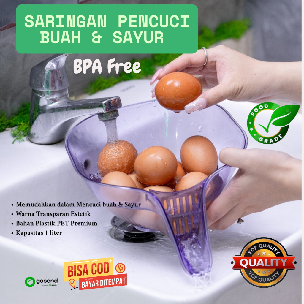 Jual Baskom Saringan Wadah Peniris Cuci Buah & Sayur Transparan ...