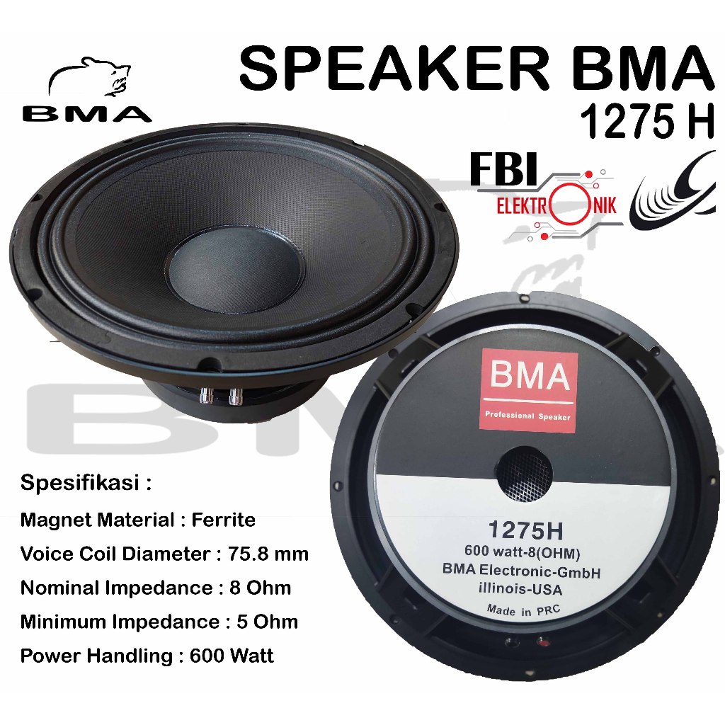 Jual Speaker 12 Inch BMA 1275H Mid Low 12" Professional Load BMA 1275 H ...