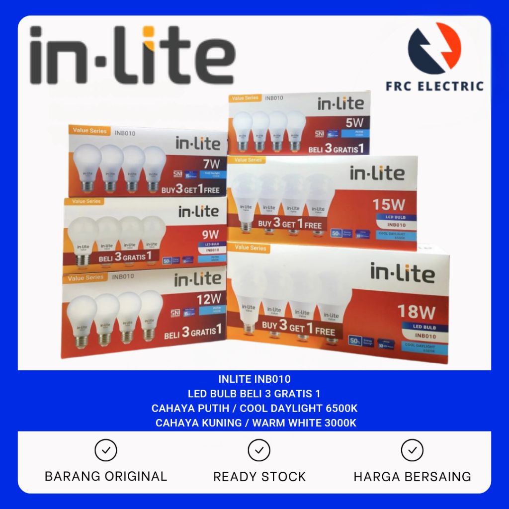 Jual LAMPU LED - LAMPU - LAMPU LED RUMAH - INLITE INB010 VALUE SERIES LED BULB 5W 7W 9W 12W 15W ...
