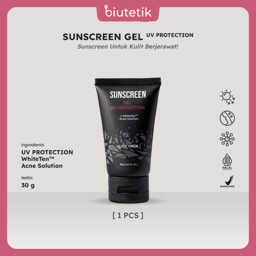 Jual Luckymen Sunscreen Gel- Perlindungan Sinar UV Mencerahkan Wajah ...
