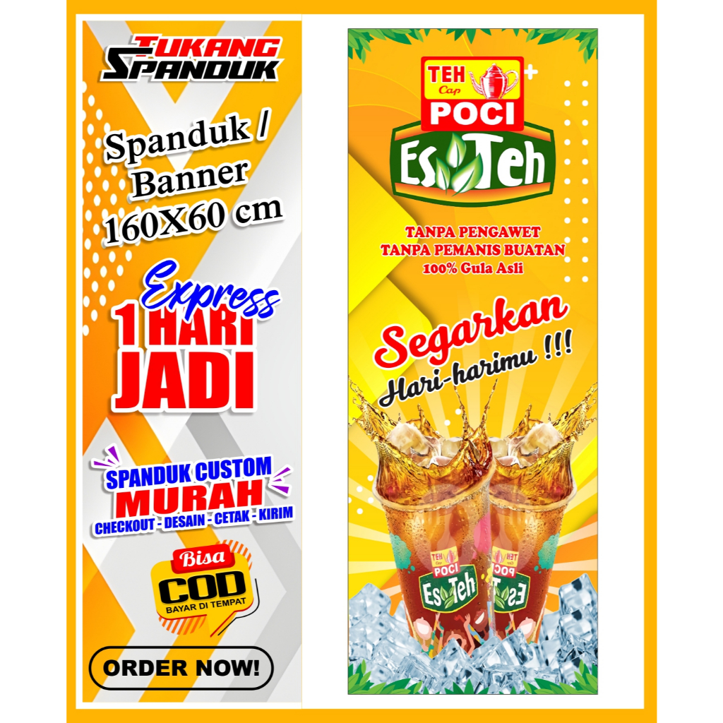 Jual Banner ES TEH POCI, Spanduk ES TEH POCI, ukuran 160x60 cm, COD ...