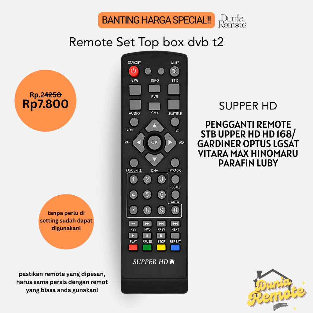 Jual Remote remot set top box dvb t2 supper hd HD 168/ Gardiner ezbox ...
