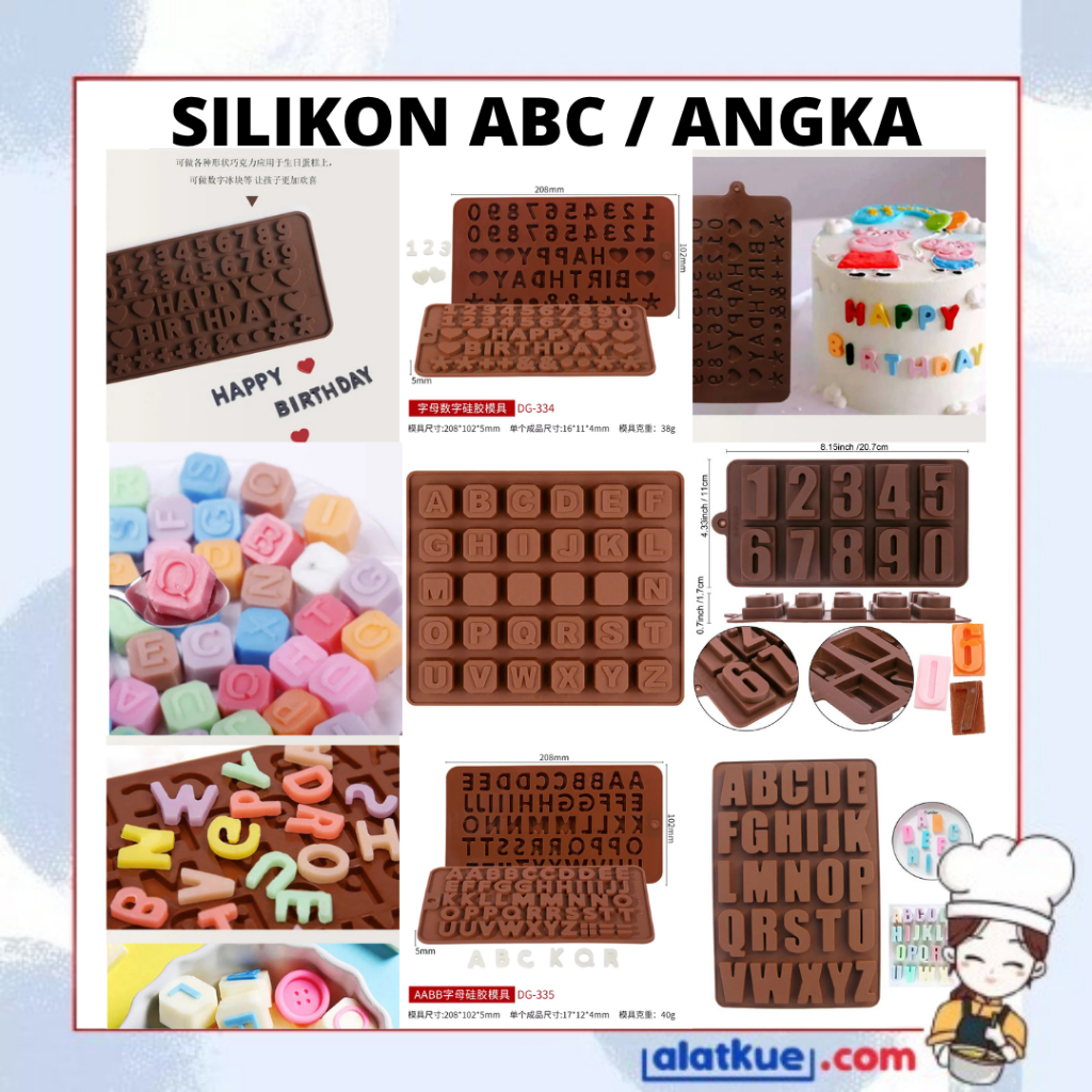 Jual LENGKAP Cetakan Coklat Silicone Alphabet Number Silikon Huruf ...