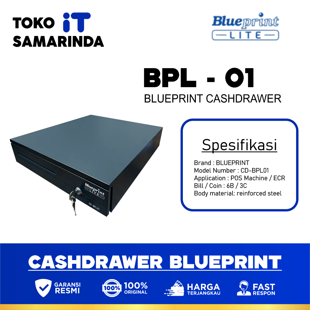 Jual CASH DRAWER / LACI KASIR / LACI UANG BLUEPRINT CD-BPL01 40x42x11 ...