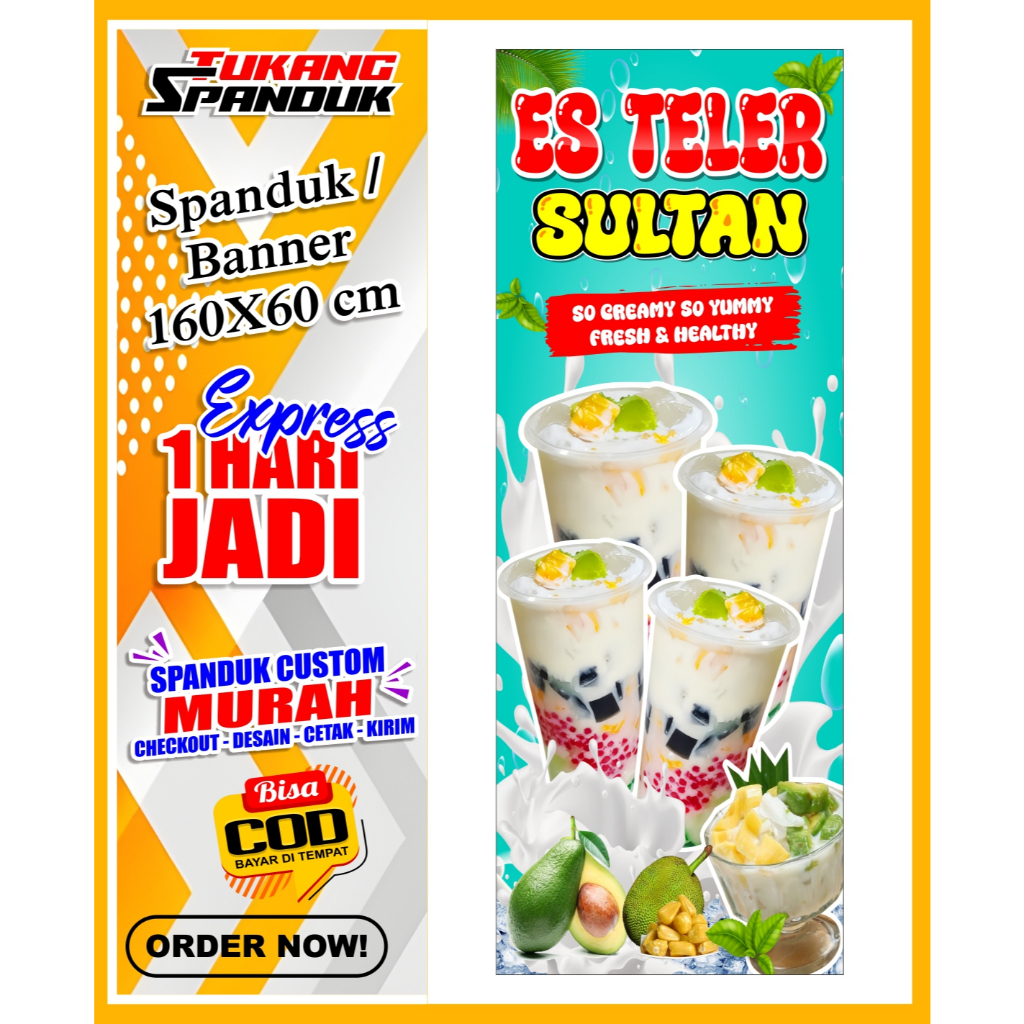 Jual Banner ES TELER, Spadnuk ES TELER, ukuran 60x160 cm, COD / Banner ...
