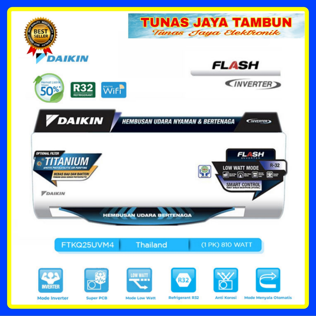 Jual AC DAIKIN FTKQ 25UVM4 / AC DAIKIN INVERTER 1 PK 25UVM / DAIKIN ...