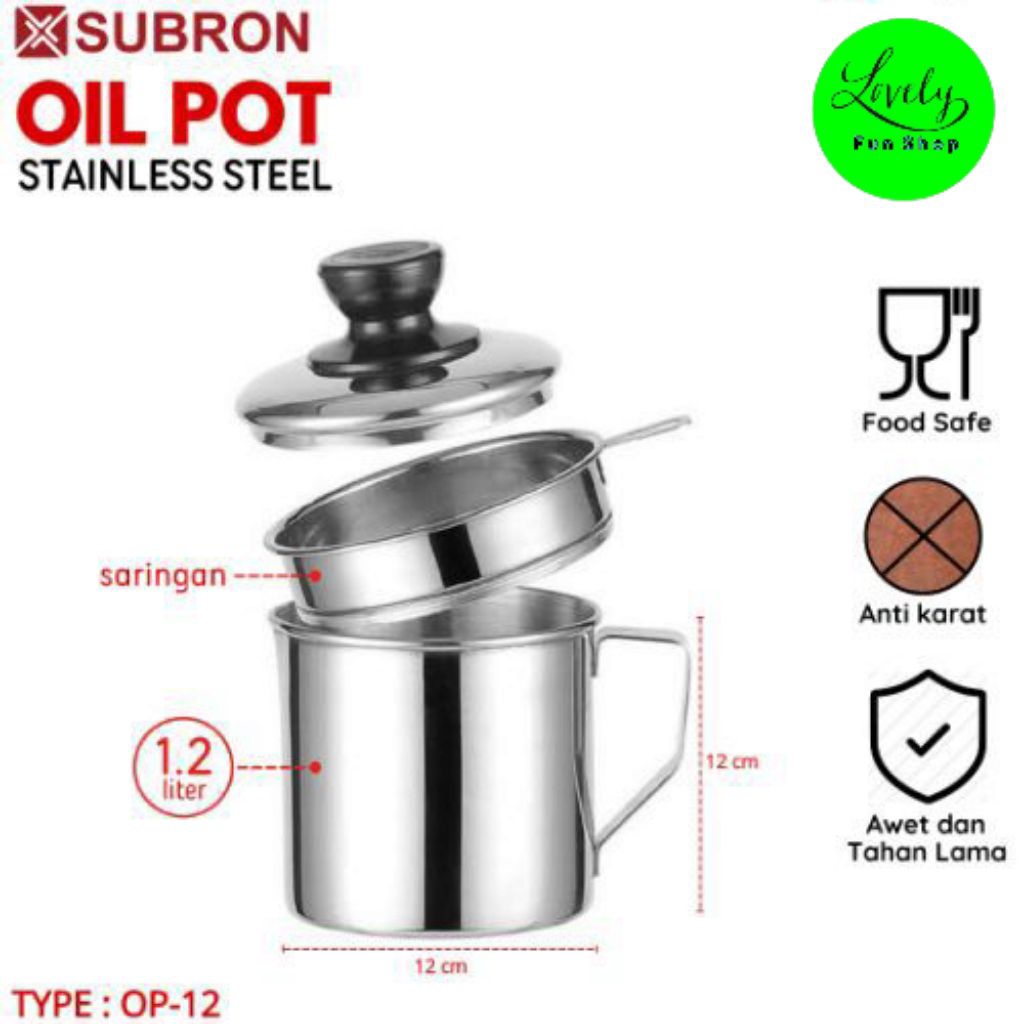 Jual Oil Pot Subron 1200 ml Penyaring Minyak Stainless Stell Mug ...