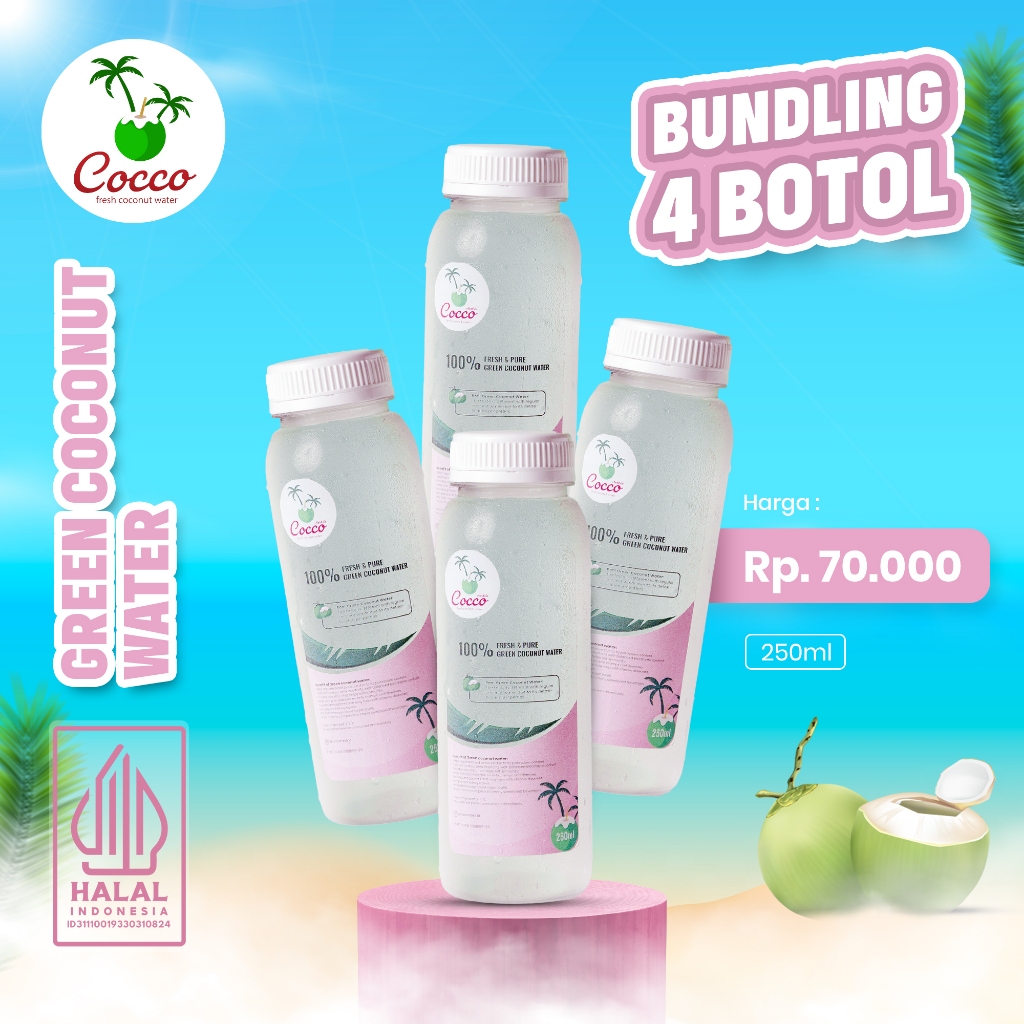 Jual Bundling 4 Botol Cocco Fresh Air Kelapa Hijau Murni 250Ml | Shopee ...