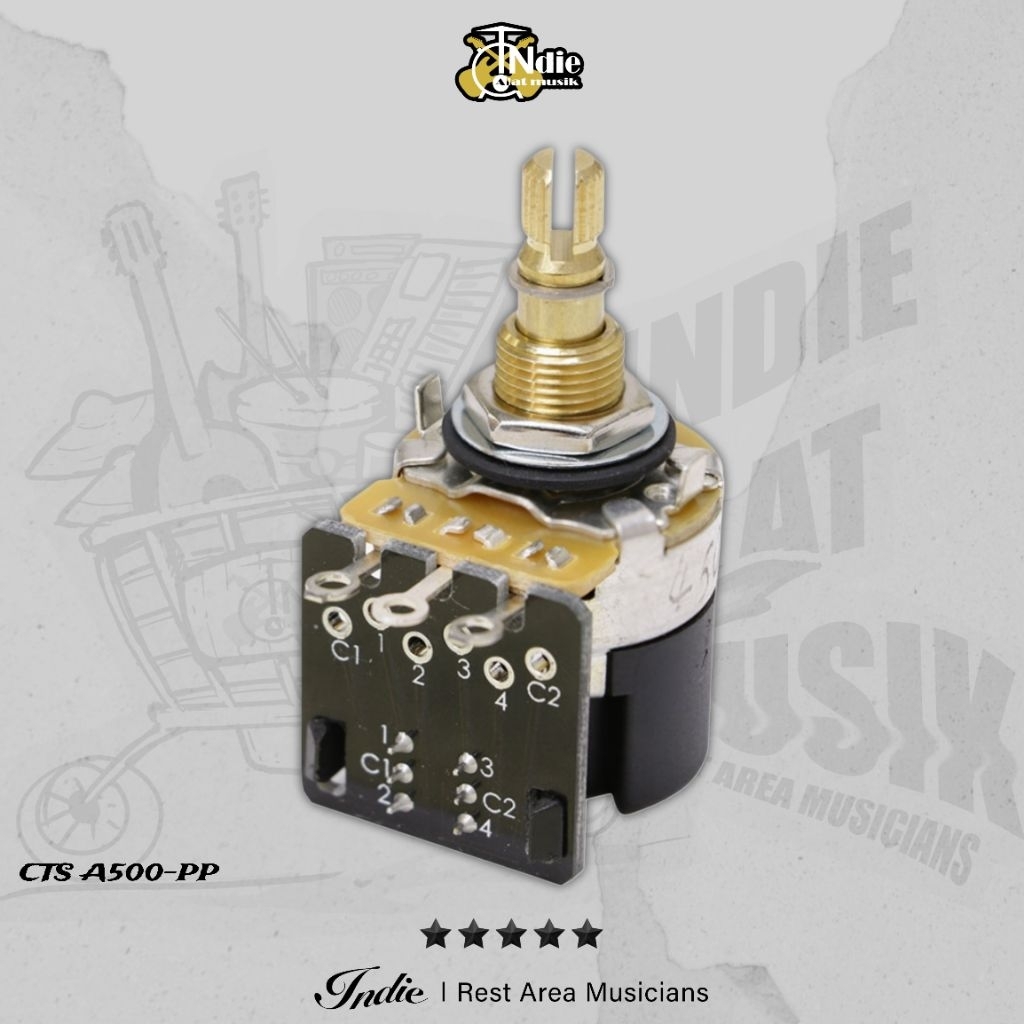 Jual Potensiometer CTS Push Pull Reguler Split Shaft A500K Potensio ...