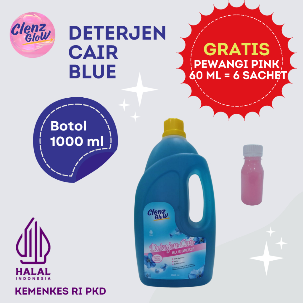 Jual Promo Deterjen Cair Laundry 1 Liter Blue Ocean Fresh dan Gratis ...
