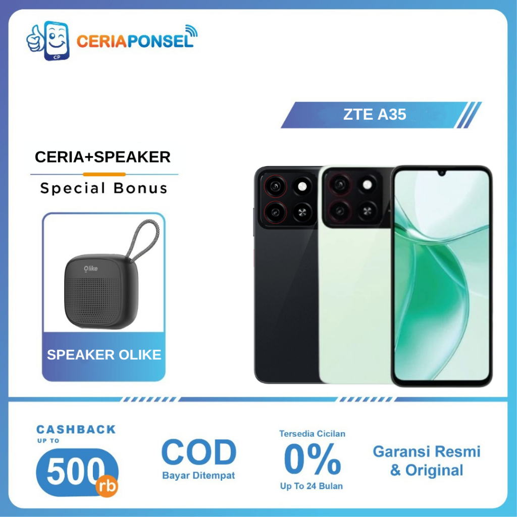 Jual ZTE Blade A35 4/64GB Unisoc SC9863A1 6.75" HD+ 5000mAh | Garansi ...