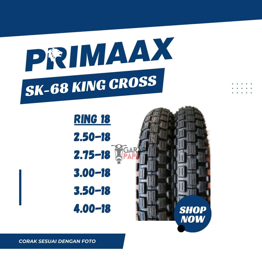 Jual Ban Motor Trail Tube Type Primaax Primax SK 68 King Cross Ring 18 ...