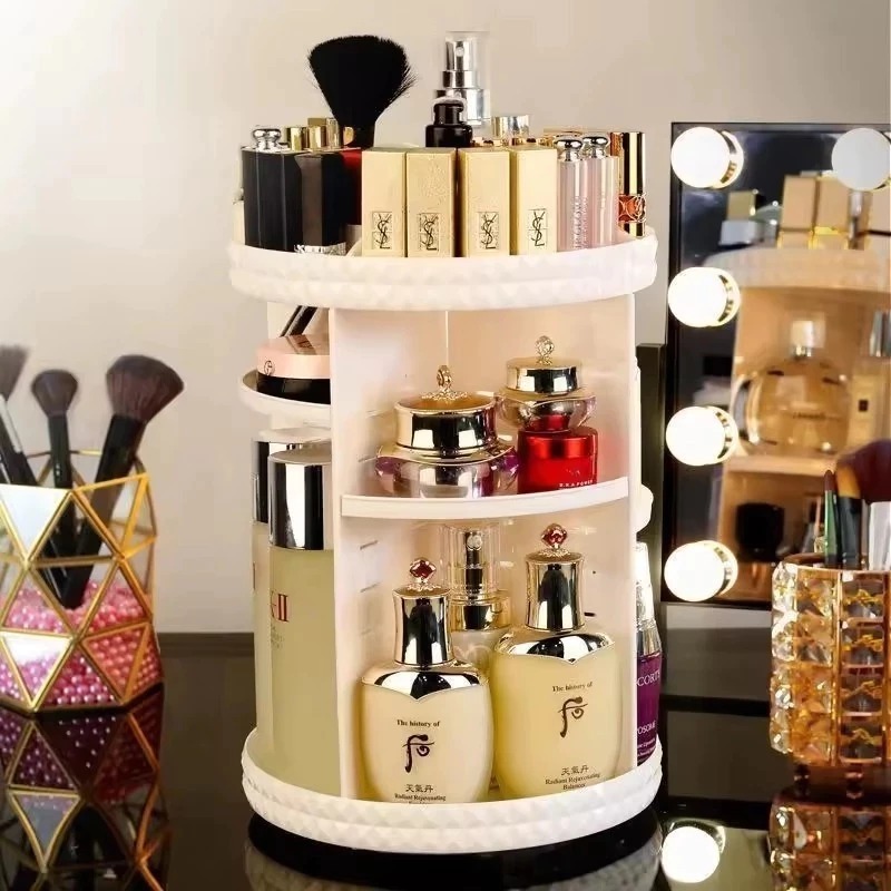 Jual Rak Kosmetik Putar Plastik Rak Make up 360 Derajat Tempat Make Up ...