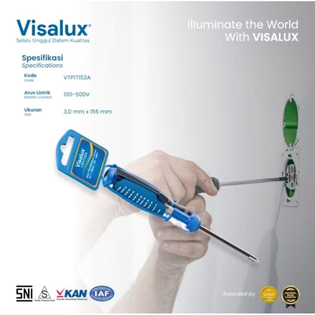 Jual Obeng Tespen Visalux 2 Way VTP-17152A 3,0 x 155 mm Obeng Bolak ...