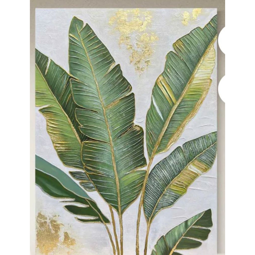 Jual lukisan daun pisang bertekstur tebal aesthetic modern | Shopee ...