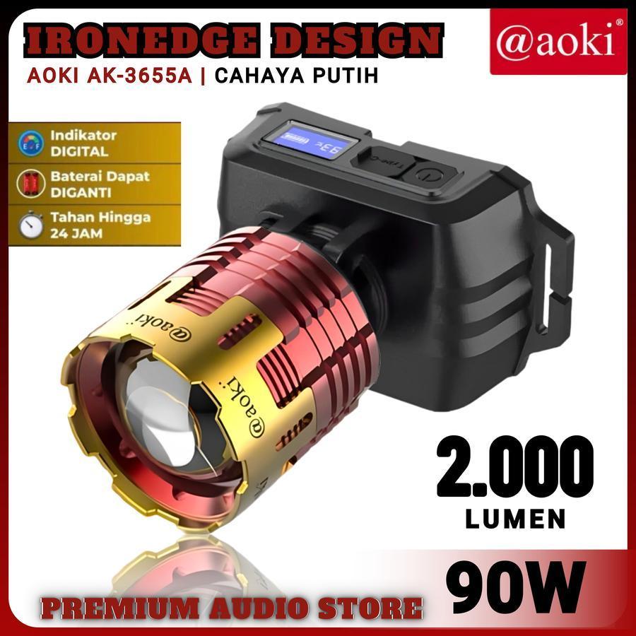 Jual Senter Kepala LED Zoom AK-3655A 90 Watt / Aoki ak-3705X 90Watt Cahaya Putih & Cahaya Kuning ...