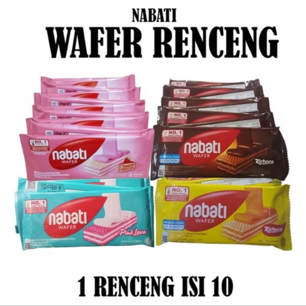 Jual NABATI WAFER RENCENG ISI 10 RASA RICHOCO RICHEESE PINK LAVA ...