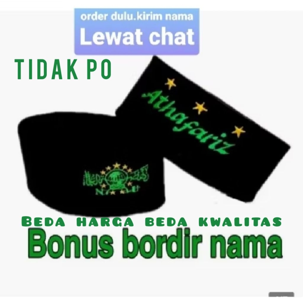 Jual Peci Nu nama anak laki laki kopiyah hitam bludru bordir nama ...