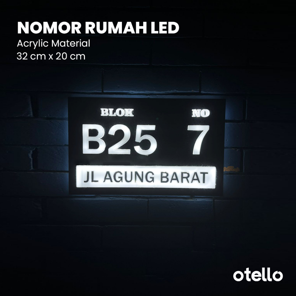 Jual Nomor Rumah LED Akrilik Nyala Otomatis Custom Nama Blok Jalan ...