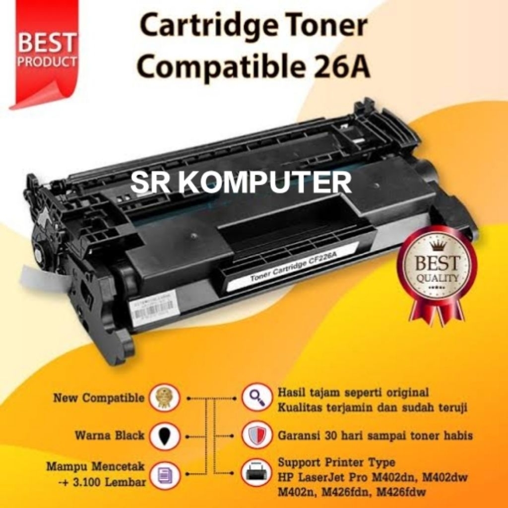 Jual Toner Cartridge Compatible CF226A 26A -Printer LaserJet HP M402 ...