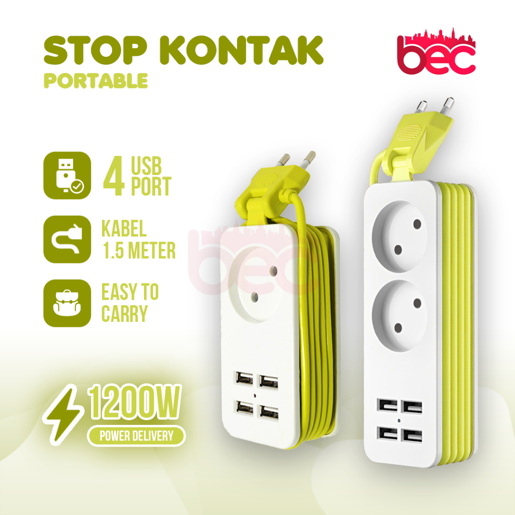 Jual [BEC] Stop Kontak Portable Travel 4 USB Port | Stop Kontak ...