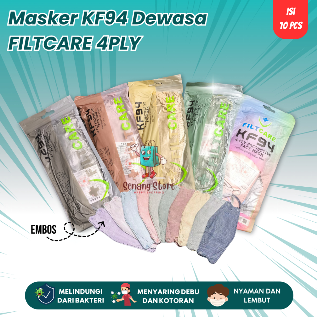Jual Masker KF94 FILTCARE KOREAN PACK 4 PLY Hitam Putih Abu Mix Warna ...