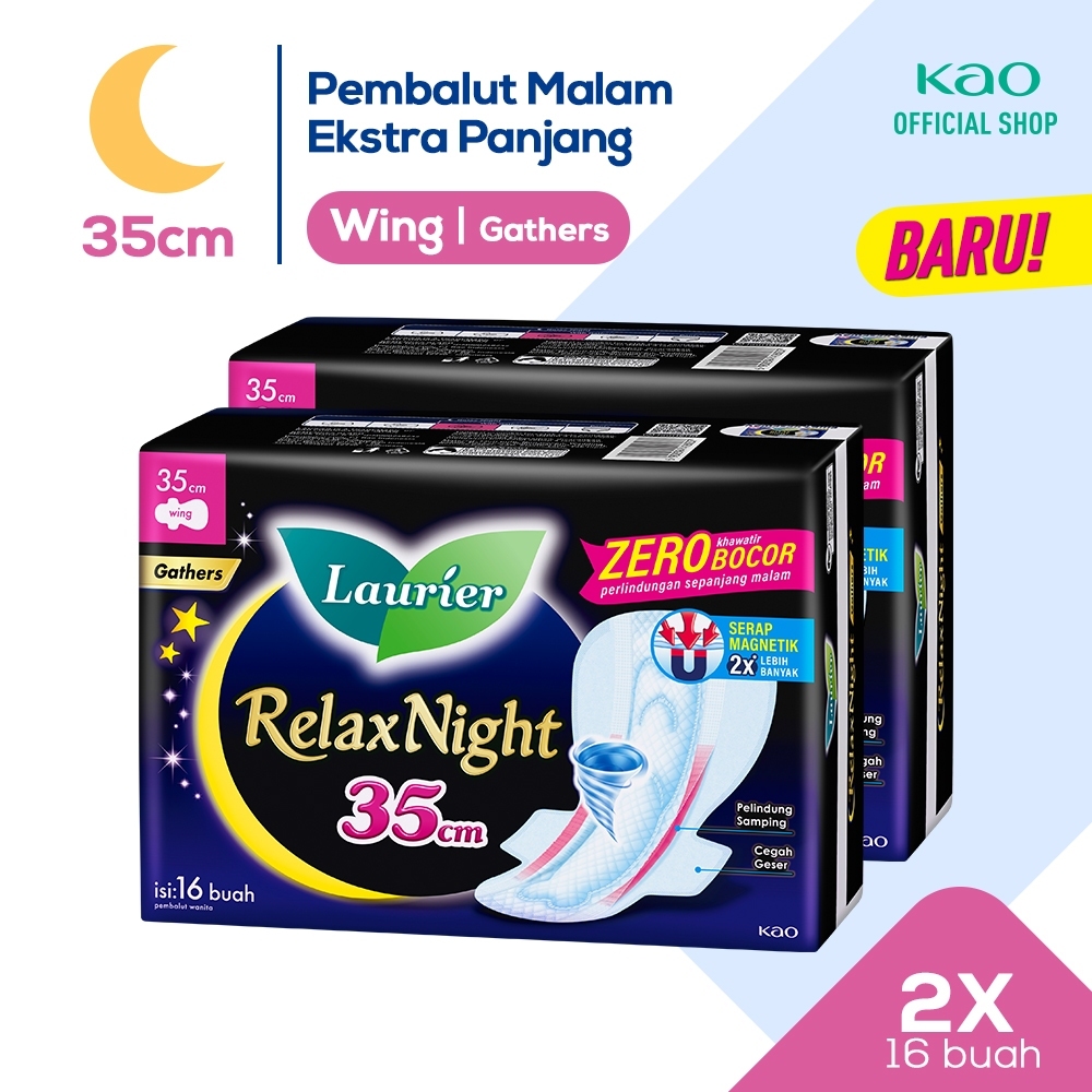 Jual Laurier Relax Night Pembalut Wanita Malam Panjang 35cm Wing ...